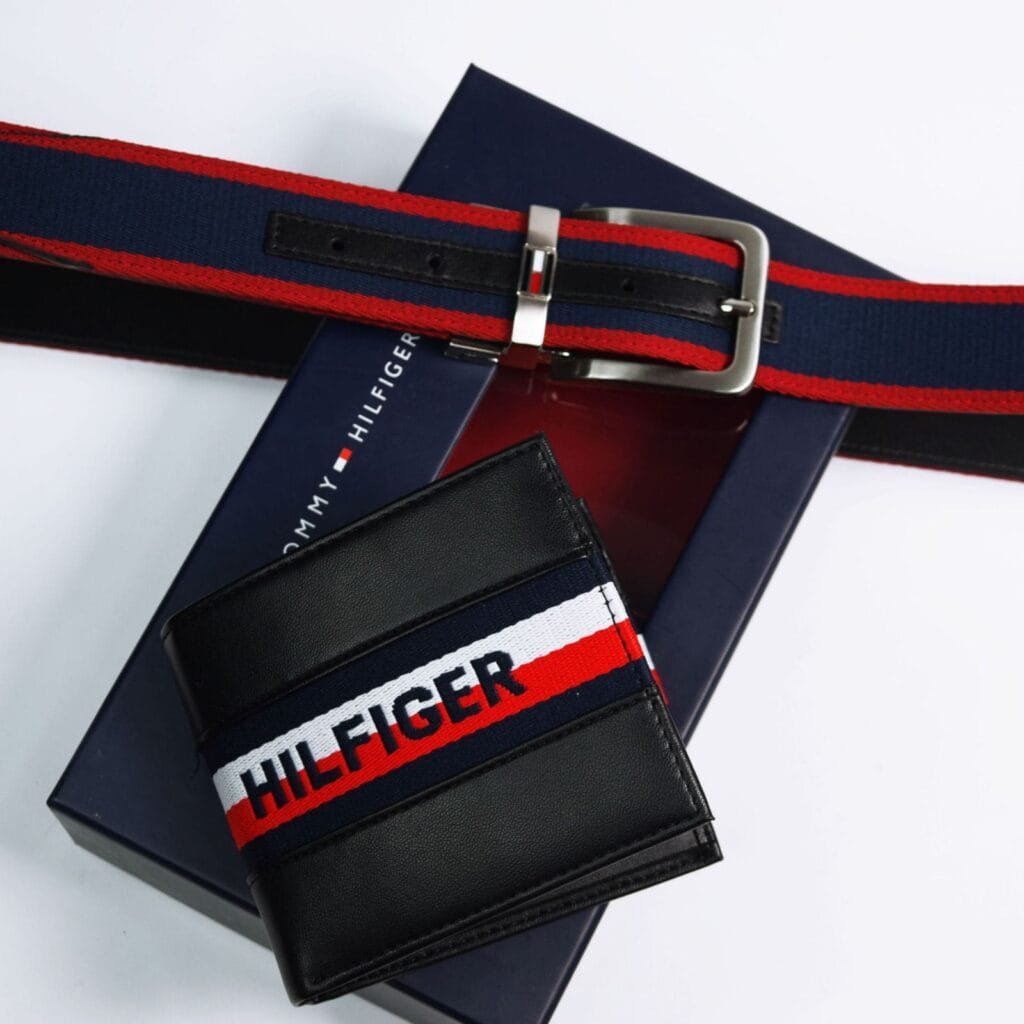 Tommy Hilfiger Set Belt And Wallet Black Leather | Catchy Watches